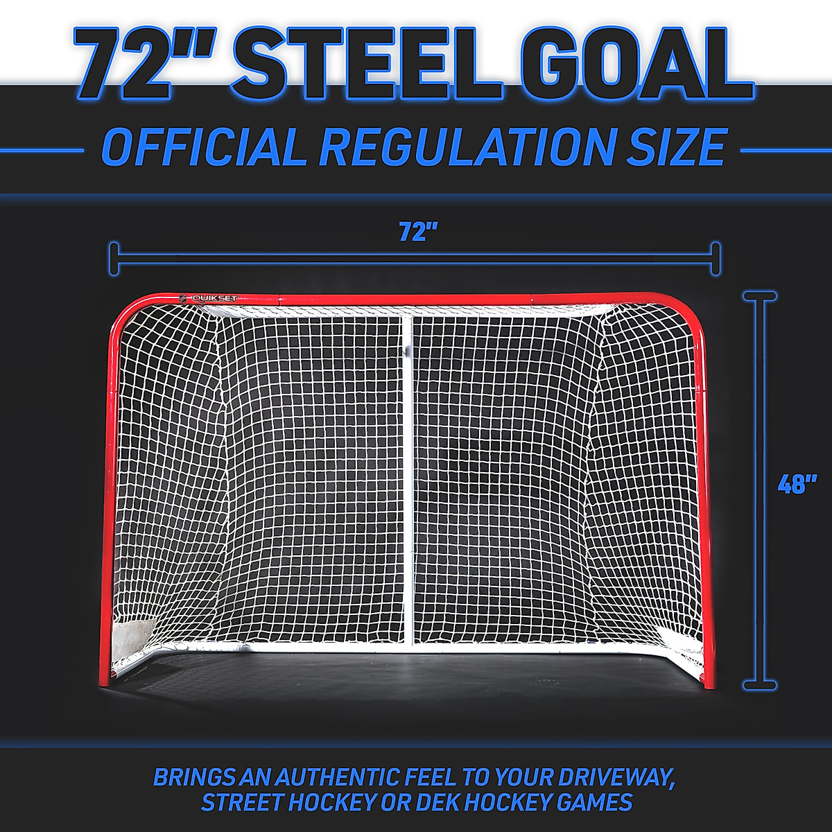 Franklin Sports NHL Street Hockey Goal - Quikset Official Size Regulation Steel Street + Roller Hockey Net Set with Shooting Board - 72" x 48"