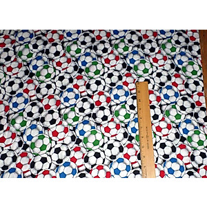 Packed Soccer Balls Cotton Fabric by The Yard