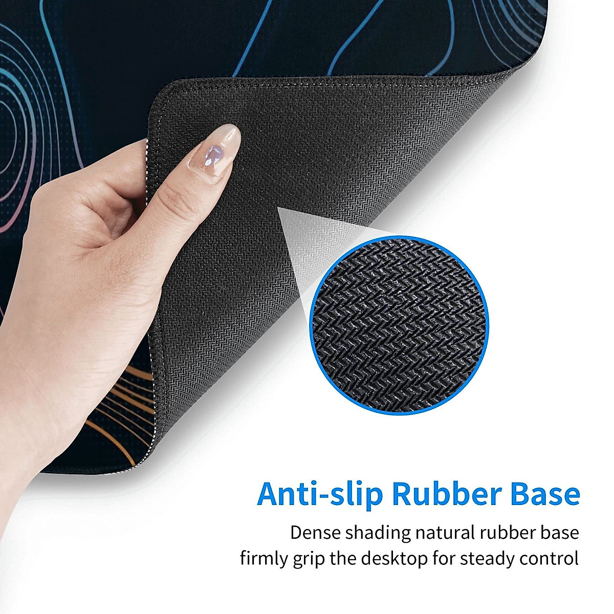 Topographic Contour Map XL Mouse Pad 31.5 x 11.8 Inch Gaming Mousepad Extended Large Mousepad with Nonslip Rubber Base Stitched Edges Laptop Desk Pad Home Office Supplies