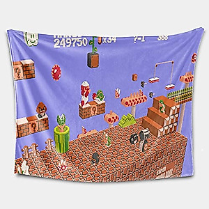 NICHIYOBI Redcap Beard Plumber Bros Game Flannel Blanket Kobayashi Tohru Kanna Lightweight Cozy Throw Blanket Warm Bed Blanket fit Sofa and Couch (05,Small 50x40in)