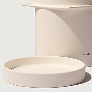 Plant Pot Ceramic 7 inch - Round Classic Planter with Tray for Indoor Outdoor Plants Flowers Herbs - Plants Not Included (White)