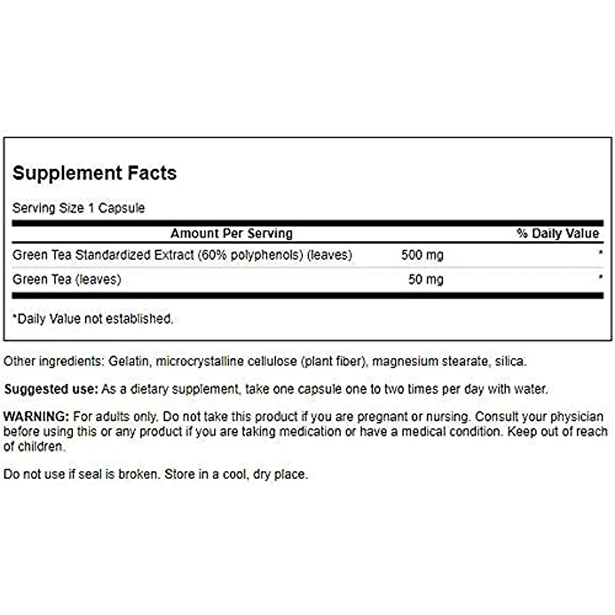Swanson Green Tea Extract 500 Milligrams 60 Capsules (4 Pack)