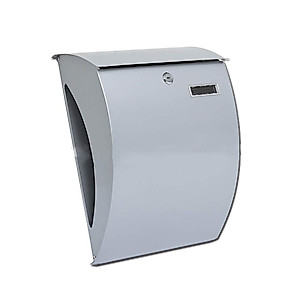 Mailboxes for Outside Mailbox Wall Mount Post Box European Villa Home Wall-Mounted Mailbox Outdoor Garden Waterproof Newspaper Box Creative Circular Simple Letterbox Silver