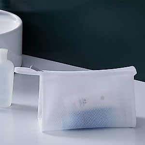 Cabilock 1pc Waterproof Cosmetic Bag White Makeup Bag Zipper Mesh Pouch Waterproof Makeup Bag Zipper Cosmetic Purse Mesh Bag Travel