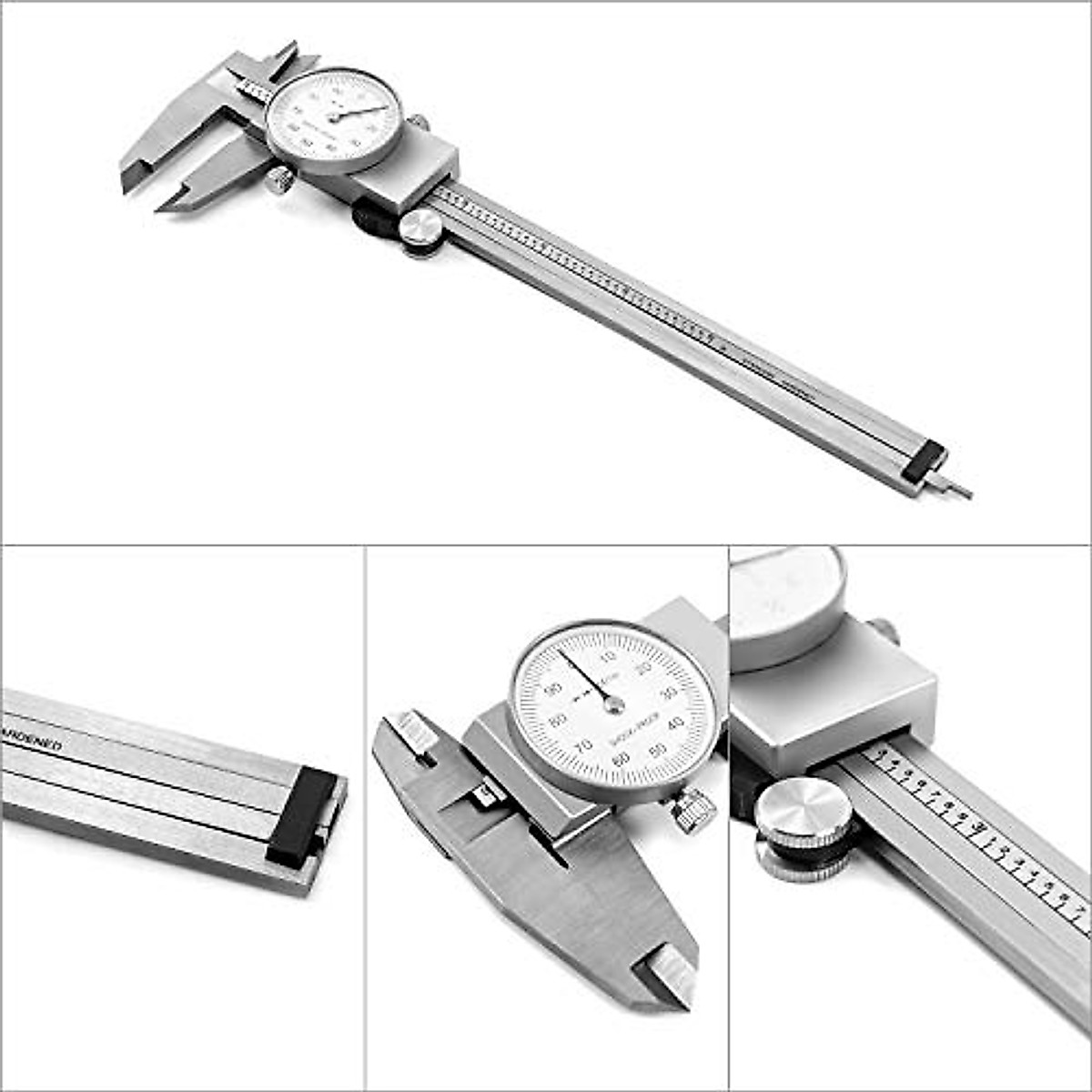QWORK Digital Caliper,6 Inch Stainless Steel and Shock-Proof Dial Caliper