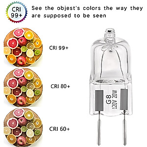 EKSAVE G8 Halogen Light Bulbs 20W 120V Xenon Under Cabinet Lighting Replacements G8 Base 2Pin T4 JCD Type 2700K (Pack of 6)