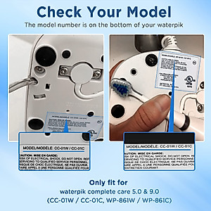 Replacement Toothbrush Heads for Waterpik Complete Care 5.0/9.0 (CC-01/WP-861), with Covers, 5 Count, White