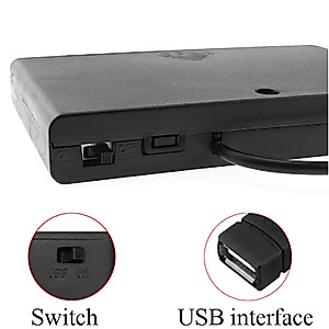 DGZZI USB Female Socket 8 AA Battery Case Box Holder with ON-Off Switch Black