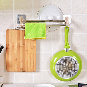 shlutesoy Kitchen Multifunctional Towel Cabinet Rack Hanger Bathroom Double Pole Holder Blue