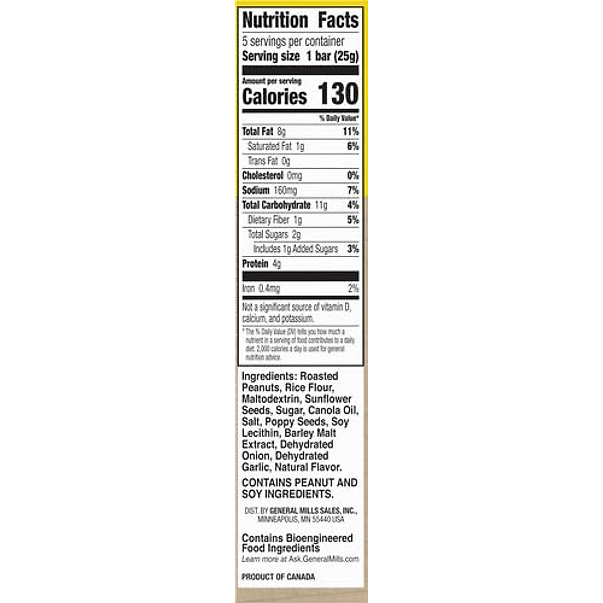 Nature Valley Savory Nut Crunch Bars, Everything Bagel, 0.89 oz, 5 bars