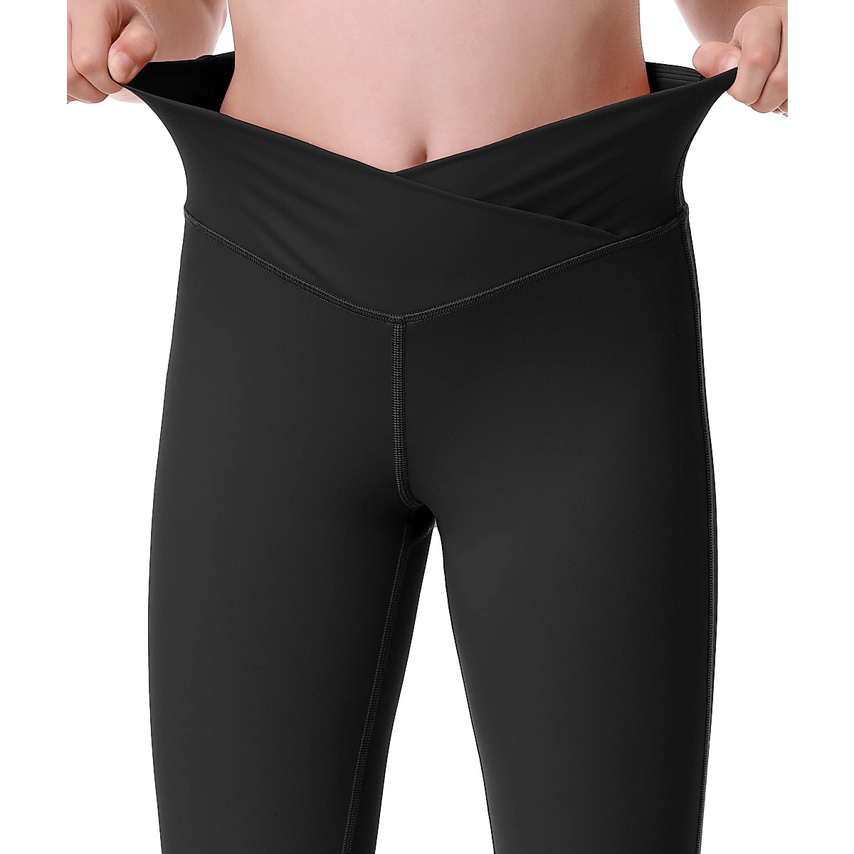 Ewedoos Girls Flare Leggings Crossover with Pocket Preppy Clothes Leggings for Girls Yoga Pants Dance Casual Uniform Black