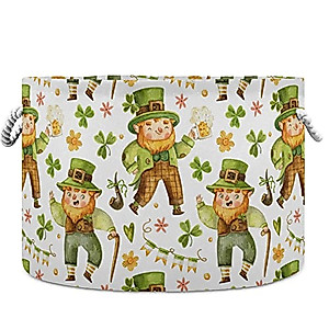visesunny Leprechaun Clover Beer Pipe Flag Flower St Patricks Day Laundry Baskets Fabric Storage Bin Storage Box Collapsible Storage Basket Toy Clothes Shelves Basket for Bathroom,Bedroom,Nursery,Clos