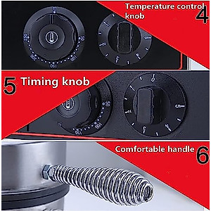 Commercial Electric Waffle Maker 1400W Nonstick Waffle Machine with Temperature and Time Control Stainless Steel Waffle Bake Machine for Bakery Home and Kitchen Restaurant Leisure Snack Bar A (Size :