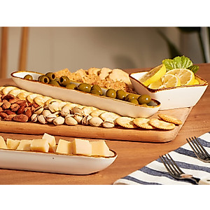 ONEMORE Set of 2 Serving Platters and Olive Tray Bundle