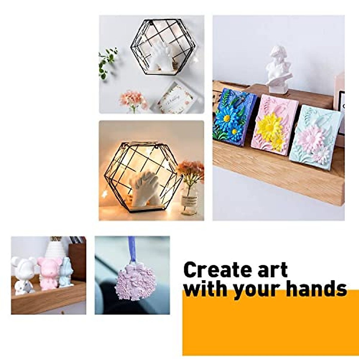 Falling in Art 1lb Plaster of Paris Powder - Plaster Hand Mold Casting Kit Powder, Gypsum Cement, Pottery & Ceramic Plaster Powder for Crafts, Sculpture, Diorama and Home Decor