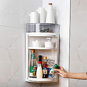 Bathroom Corner Rack, Shower Room Punch-Free Toiletries Storage Rack, Kitchen Triangle Shelf, 360° Rotatable
