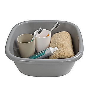 Begale 4-Pack 12 Quart Wash Basin, Dish Bin, Gray