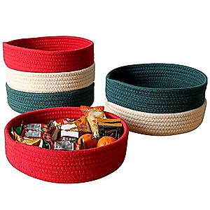 tbpersicwT Storage Basket Stackable Large Capacity Simple Design Decorative Woven Cotton Rope Baskets for Bedroom Red