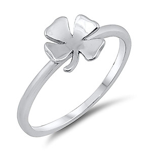 Simple Clover Good Luck Irish Charm Ring New 925 Sterling Silver Band Size 9
