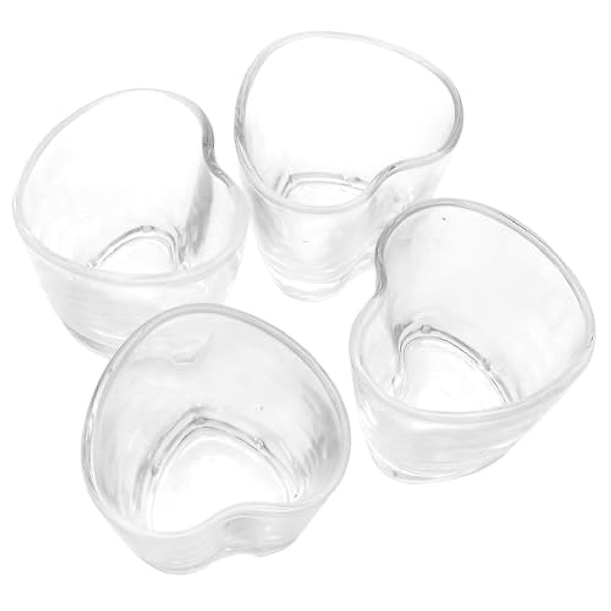 Heart Soju Shot Glasses Set Set of 4 and Silicone Rubber Bottle Caps 4Pcs 1.7 oz, Korean Soju, Whiskey, Tequila, Vodka, Espressos, Desserts, Party Decorations, Clear Glass (Heart)