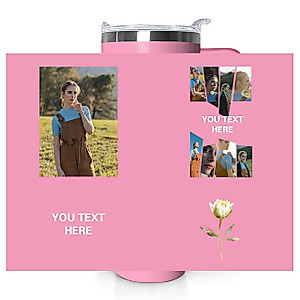 Personalized Gifts Custom Tumbler with Straw 40 Oz Customized Stainless Steel Insulated Travel Cup Add Name,Photo,or Logo,Custom Travel Coffee mug,Personalized Photo Gifts for Women Men