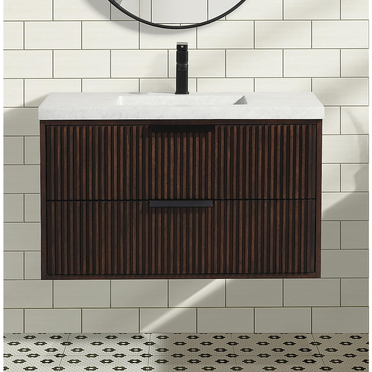 ARI KITCHEN & BATH San Diego 36" Floating Bathroom Vanity Walnut