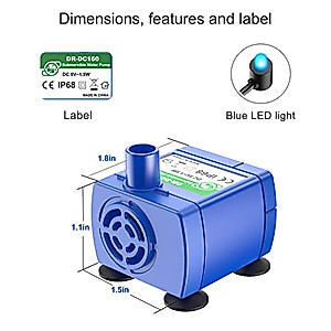 Cat Water Fountain Replacement Pump, Upgraded Cat Fountain Pump, Extremely Quiet, 6 ft Power Cable with USB Port