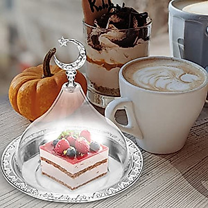 Acrylic Cake Dome Dinner Plate with Clear Lid Fruit Plate Snack Cake Dessert Serving Tray Bread Dish Plates for Living Room Wedding Birthday Acrylic Food Cover