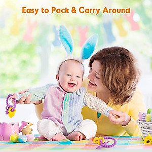 Easter Teething Toys Teethers for Babies 0-6 Months Baby Easter Teether Silicone Chew Toys Easter Basket Stuffers for Baby 6-12 Months Infant Teething Toys Easter Gifts Boys Grils Purple Bunny Chicken