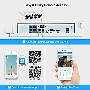 Xenocam 8CH PoE NVR 5MP H.265 Security Network Video Recorder Supports Up 8 X 5MP /4MP /3MP 1080P IP Cameras, Motion Detection Email Alerts USB Backup VGA and HDMI Output, NO HDD