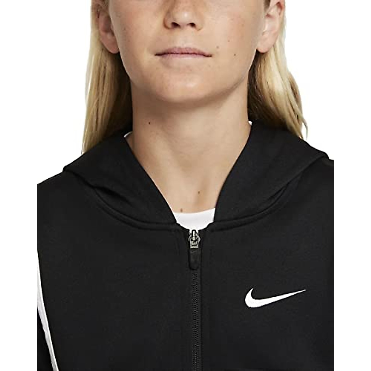 Nike Boy's Elite Full Zip Hoodie (Little Kids/Big Kids) Black/Black/White/White LG (14-16 Big Kid)