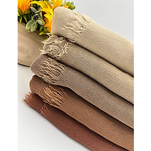 Txameru Hijab for Women Hijab Scarf Muslim Rayon Crinkle Hijab with Fringe Edge (Camel)