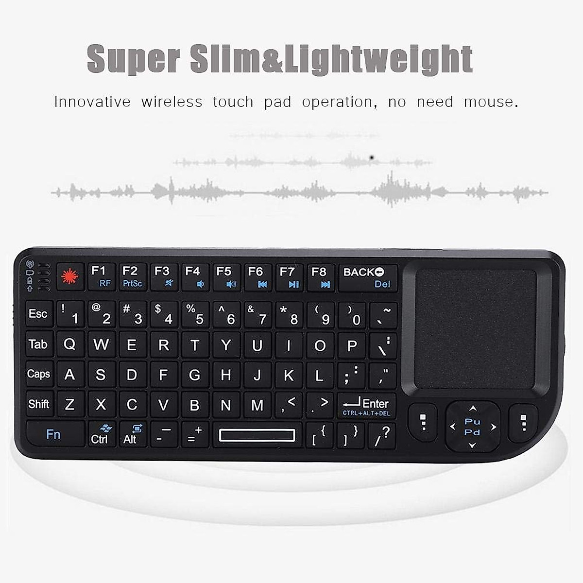 2.4GHz Wireless Touchpad Keyboard, Super Thin&Lightweight Rechargeable Ultra Mini Thin USB Backlit Keyboard, Plug and Play Fits for HTPC, for PS3/4
