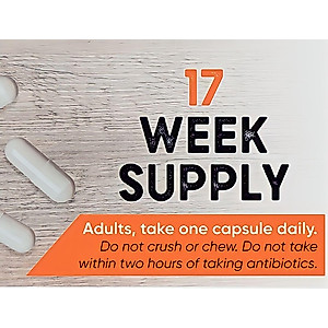 Berkley Jensen Natural 10 Strain Probiotic Supplement Capsules with 10mg B. Longum, Loaded with Live Strains & Beneficial Gut Flora, for Digestive & Immune Health - 17-Week Supply, 120 Ct