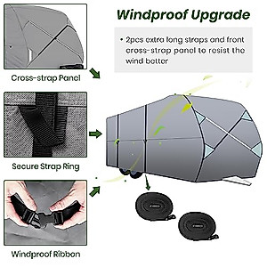 XGear Windproof Upgraded 33' - 35' RV Cover Travel Trailer Cover, Extra-Thick 5 Layers Anti-UV Top, Rip-Stop with 2PCS Extra Straps