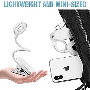Visson Stepless Dimming Book Light,12 LED Reading Lights for Books in Bed,3 Color Temperature,Rechargeable Clip-on Light with Magnetic Function.Perfect for Bookworms,Kids