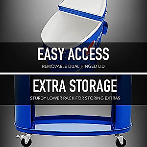 Permasteel Pepsi Outdoor Patio Cooler with Wheels | 80-Quart Rounded Beverage Rolling Cooler, PS-A207-80PE-BL, for Backyard Deck, Outside Indoor Outdoor Drink Cart, Pepsi Blue