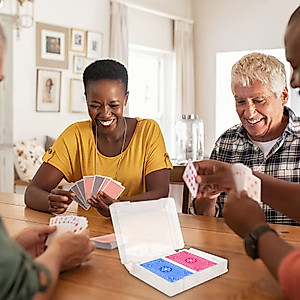 Xgood 4 PCS Plastic Playing Cards Boxes, Snaps Closed Empty Plastic Storage Box, 2 Decks Playing Card Case, Rectangle Playing Card Storage Clear Card Case for Business Trading Card Bridge Size Cards