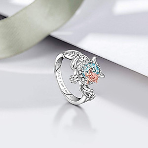 Daughter Mothers Ring with CZ Personalized Sea turtle Platinum Plating Rings for Mom Gift (JQWL) （Size:9）