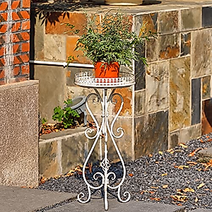 ANGIEHAIE CYOIDAI SMQLJXC 2Pcs 25 Inch Metal Tall Plant Stand,Wrought Iron Plant Stand ,heavy duty pot stand,for Indoor and Outdoor,Patio, Lawn & Garden (White)