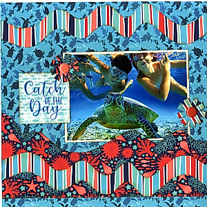 Reminisce Sea Life Collection Scrapbook Kit Paper Crafts, Multi Color Palette, 12x12 inches