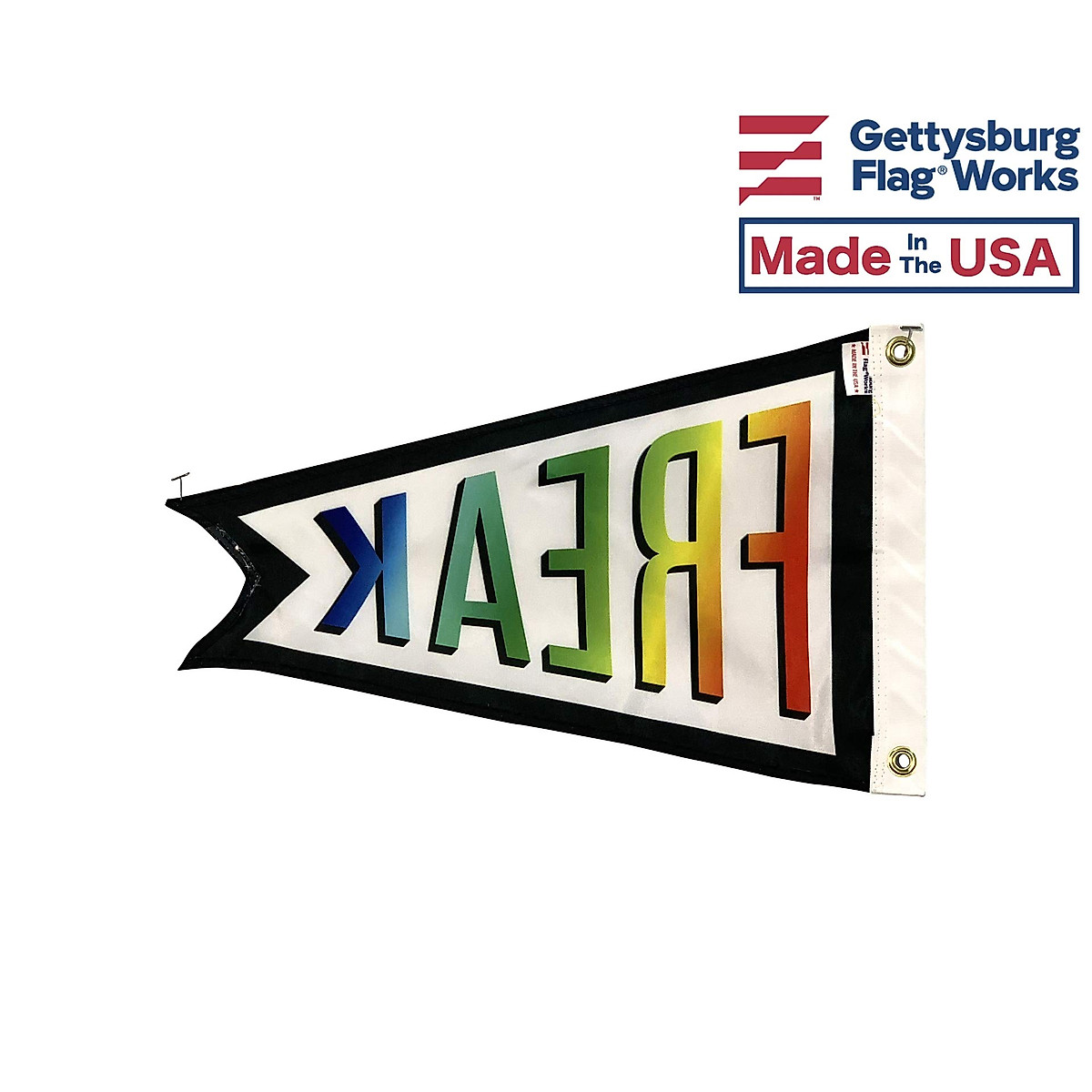 Let Your Freak Flag Fly! Rainbow 12x18", Durable All Weather Nylon Boat Flag Burgee, Proudly Made in The USA