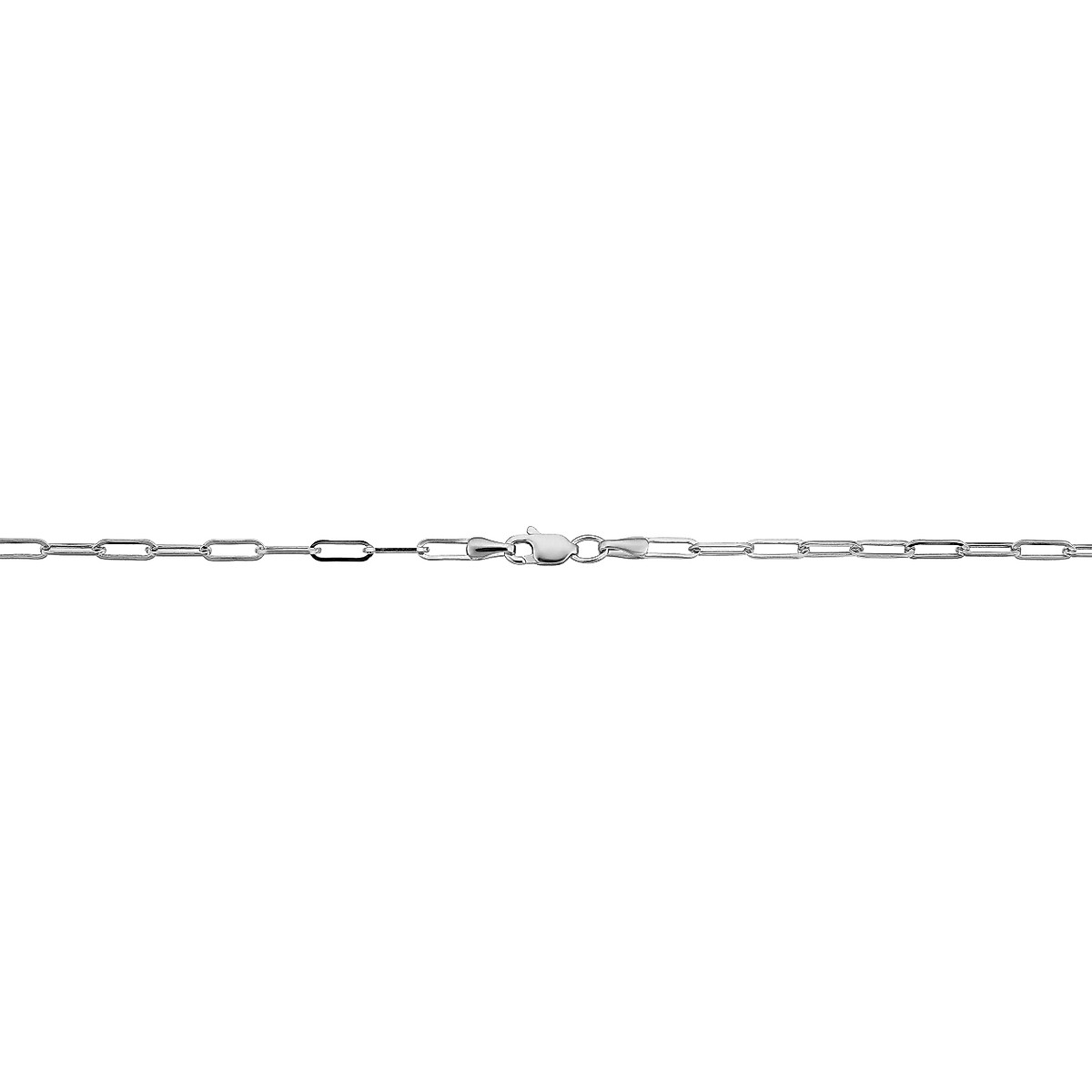 14k White Gold Paperclip Link Chain Bracelet (2.5 mm, 7 inch)