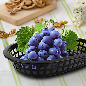 RAOOKIF 15 Pack Fast Food Baskets, Black Plastic Baskets, Great for Fast Food Restaurant Supplies, Plastic Foodservice Bread, Burger & Fries Tray Platter Set For Party (Black)