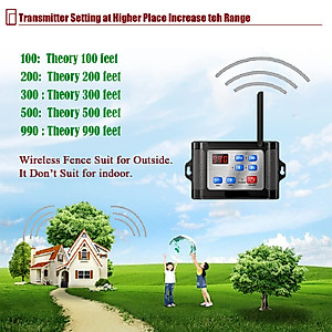 HEXIEDEN Wireless Electric Dog Fence,Pet Boundary Containment System,Safe Effective Vibrate/Shock Dog Collar,Waterproof,Rechargeable,Adjustable Range,Harmless,for 1 2 3 Dogs,for3dogs