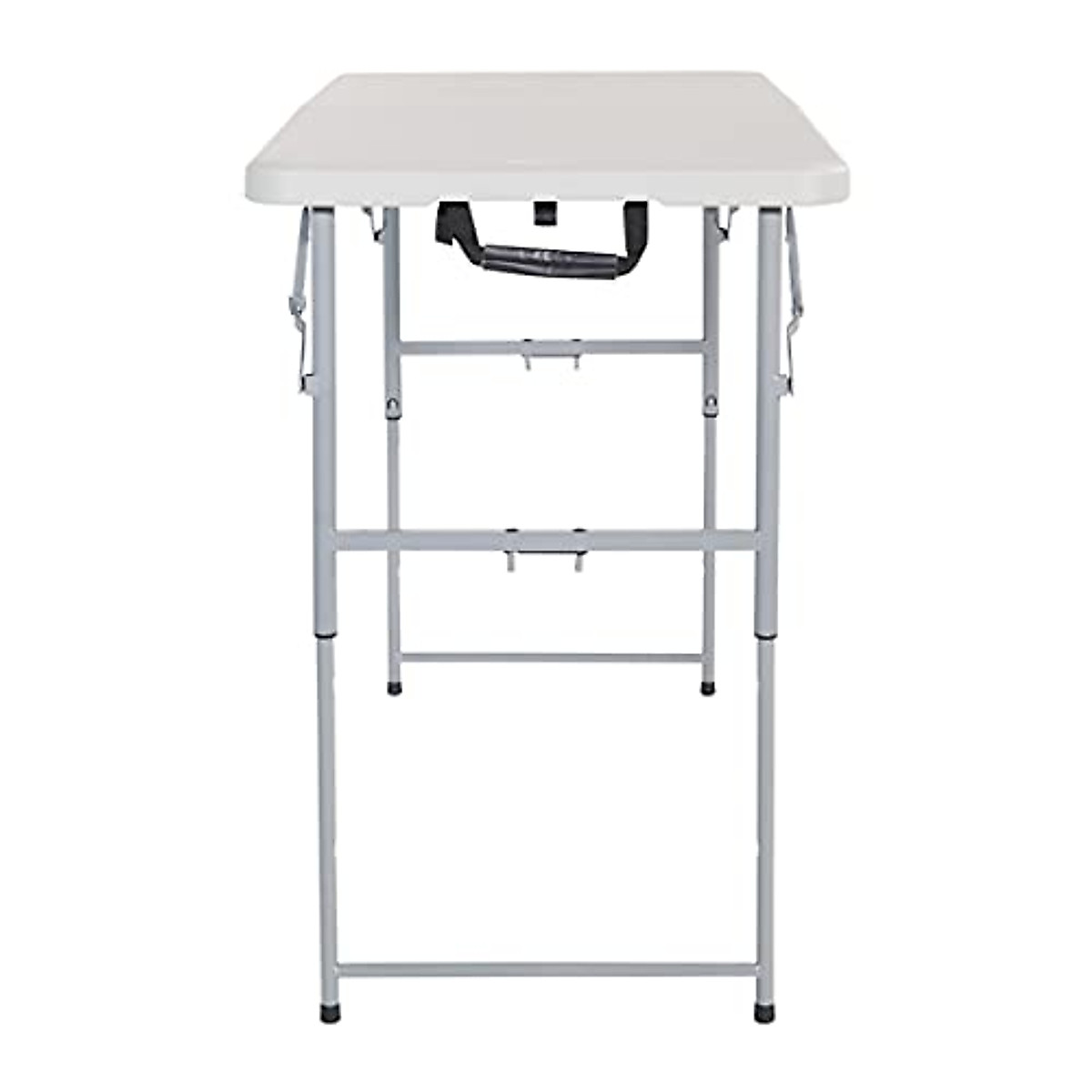 Office Star Resin Multipurpose Rectangle Table, 4-Feet Long, Height Adjustable, Center Folding Table, Light Gray