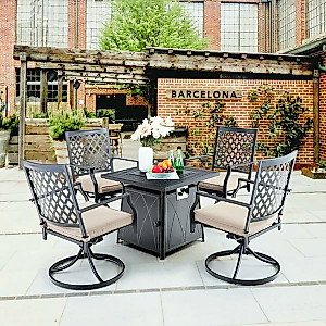 Gas Fire Pit Table 50,000 BTU Square Outdoor Propane Fire Pit Table Fireplace for Patio Garden Camping Outdoor Heating with Blue Fire Glass