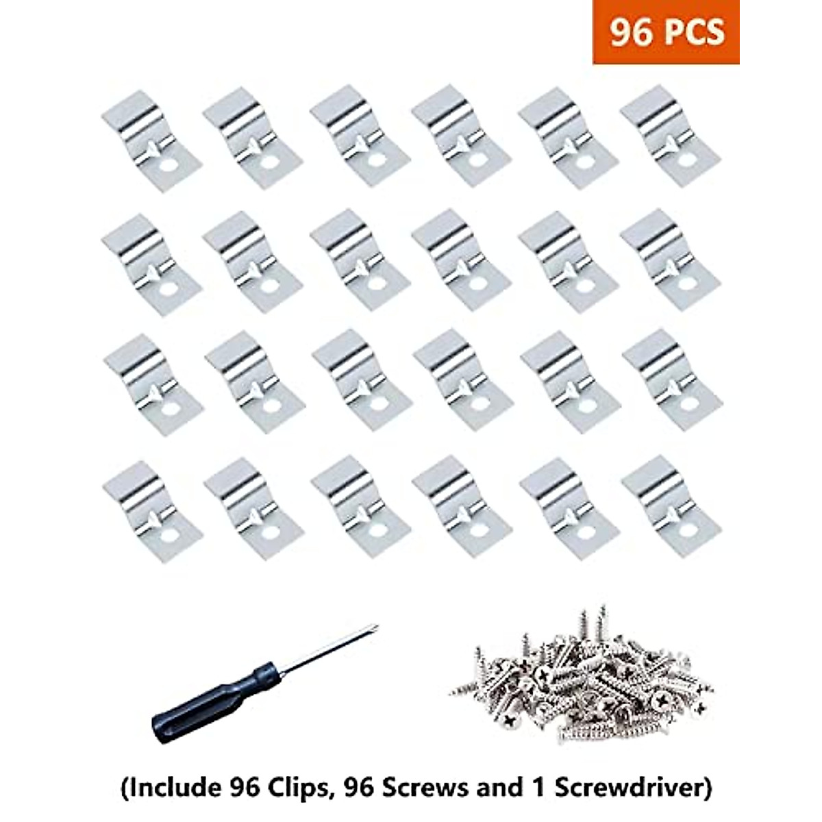 Silver Table Top Fasteners with Screws, Table Top Connectors Set of 24/48/96 Packs (Include 24/48/96 Clips,24/48/96 Screws) (96)
