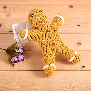ABOOFAN Pet Dog Christmas Chew Playing Toy Christmas Gingerbread Man Cotton Rope Dog Teething Toy Pet Interactive Toys Dog Bite Toy Dog Chewing Toys for Small Medium Dog Pet Supplies