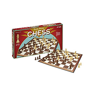 Family Classics Chess by Pressman - with Folding Board and Full Size Chess Pieces